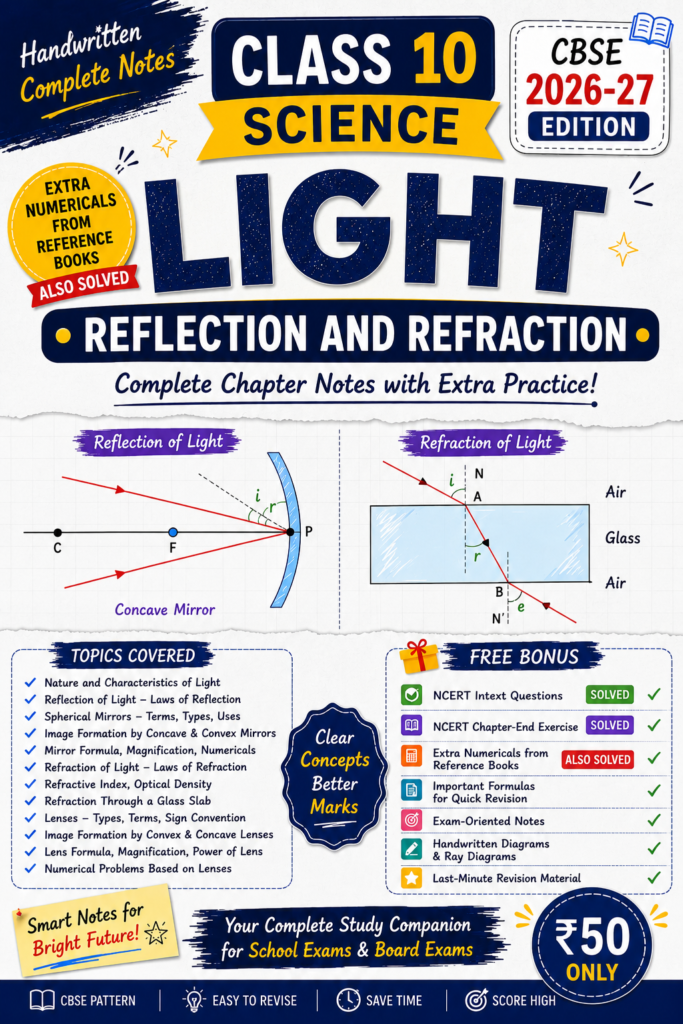 Light Reflection And Refraction Notes (PHYSICS, Class 10th) (Solved ...